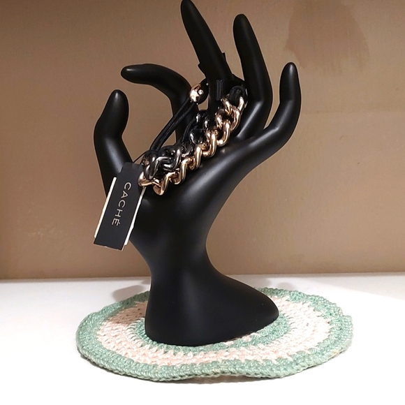 Cache | Jewelry | Cache Gold Tone Gunmetal Large Link Chain Stretch ...